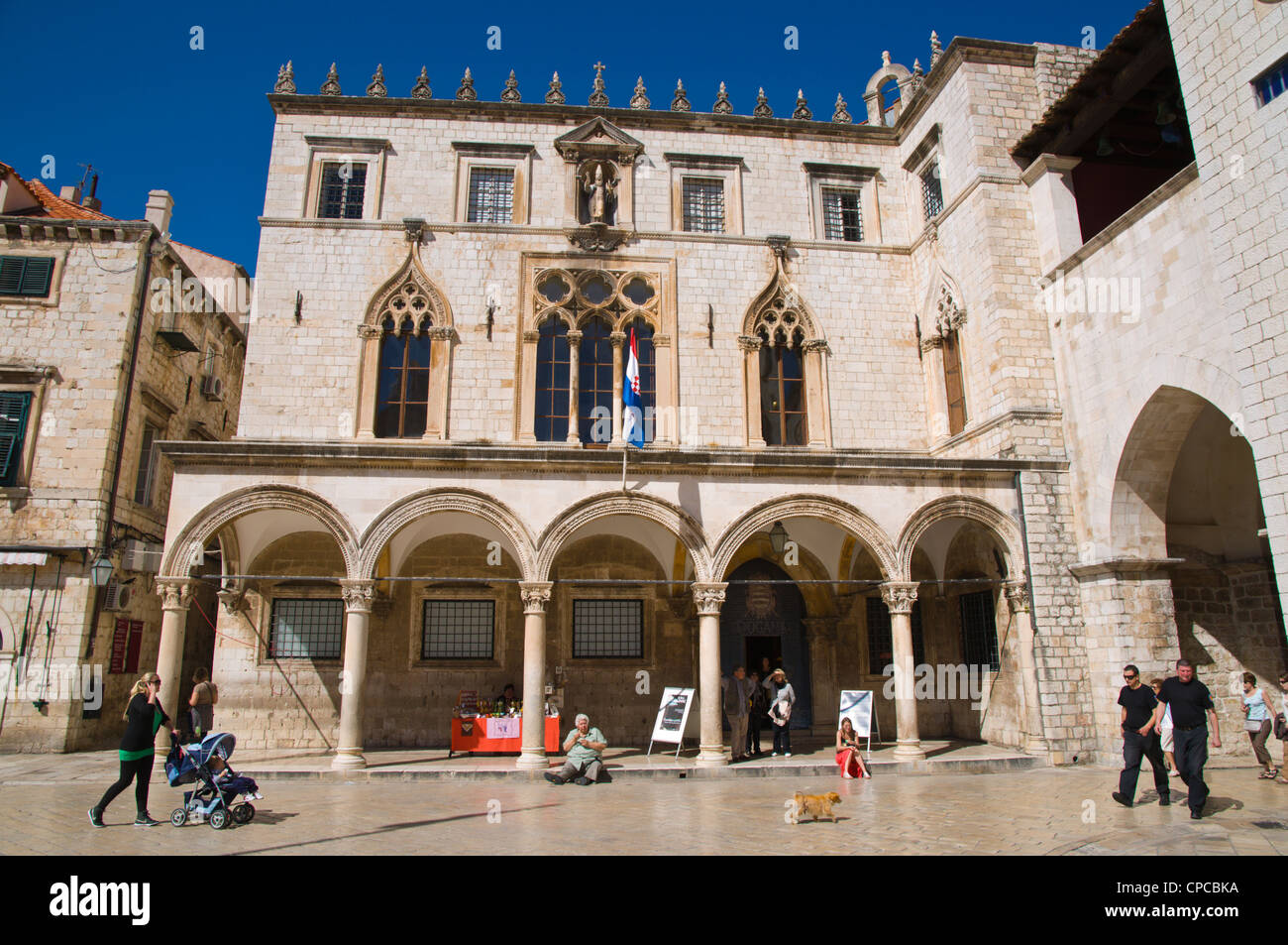Sponza palace at Luza square Grad the old town Dubrovnik city Dalmatia ...