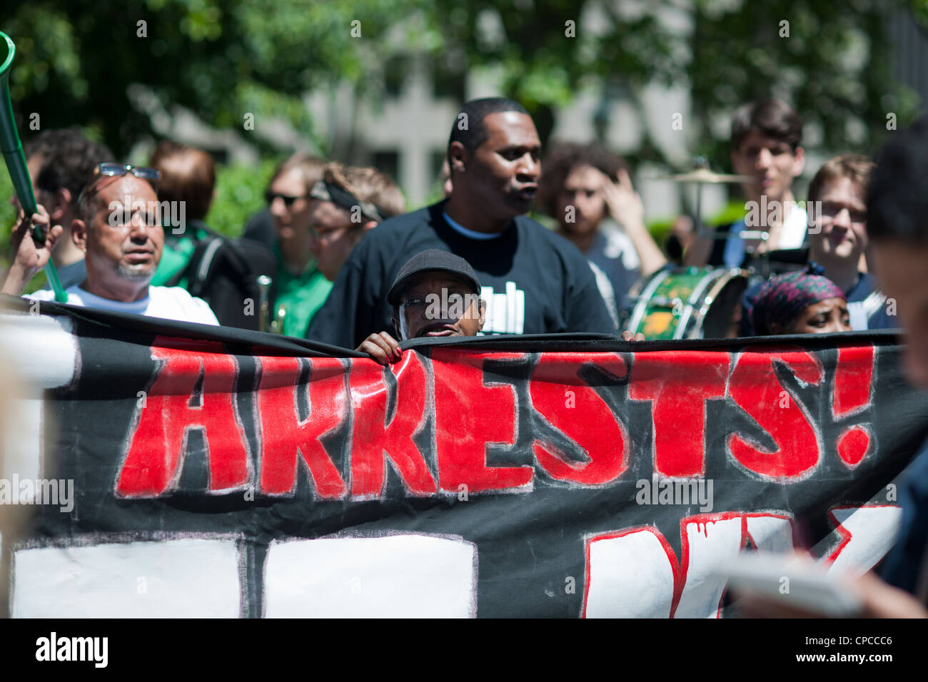 Activists protest against the NYPD policy of "Stop and Frisk Stock ...