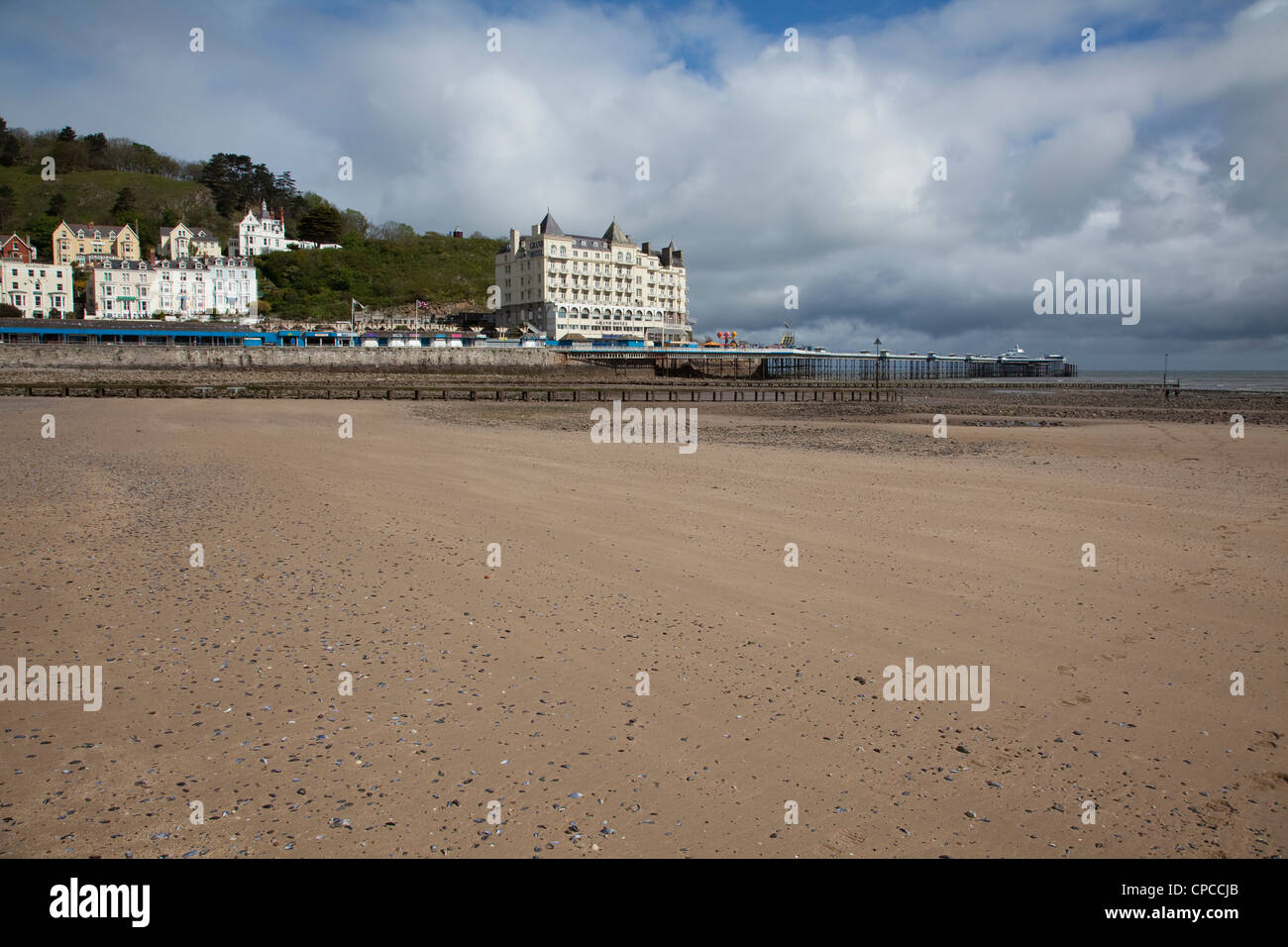 The Grand Hotel and Pier and beach at Llandudno viewed from the North ...