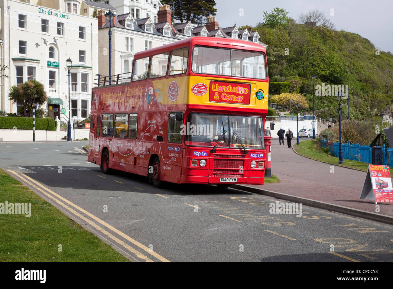 Red Tour Bus for Llandudno and Conwy Conway parked on the promenade at ...