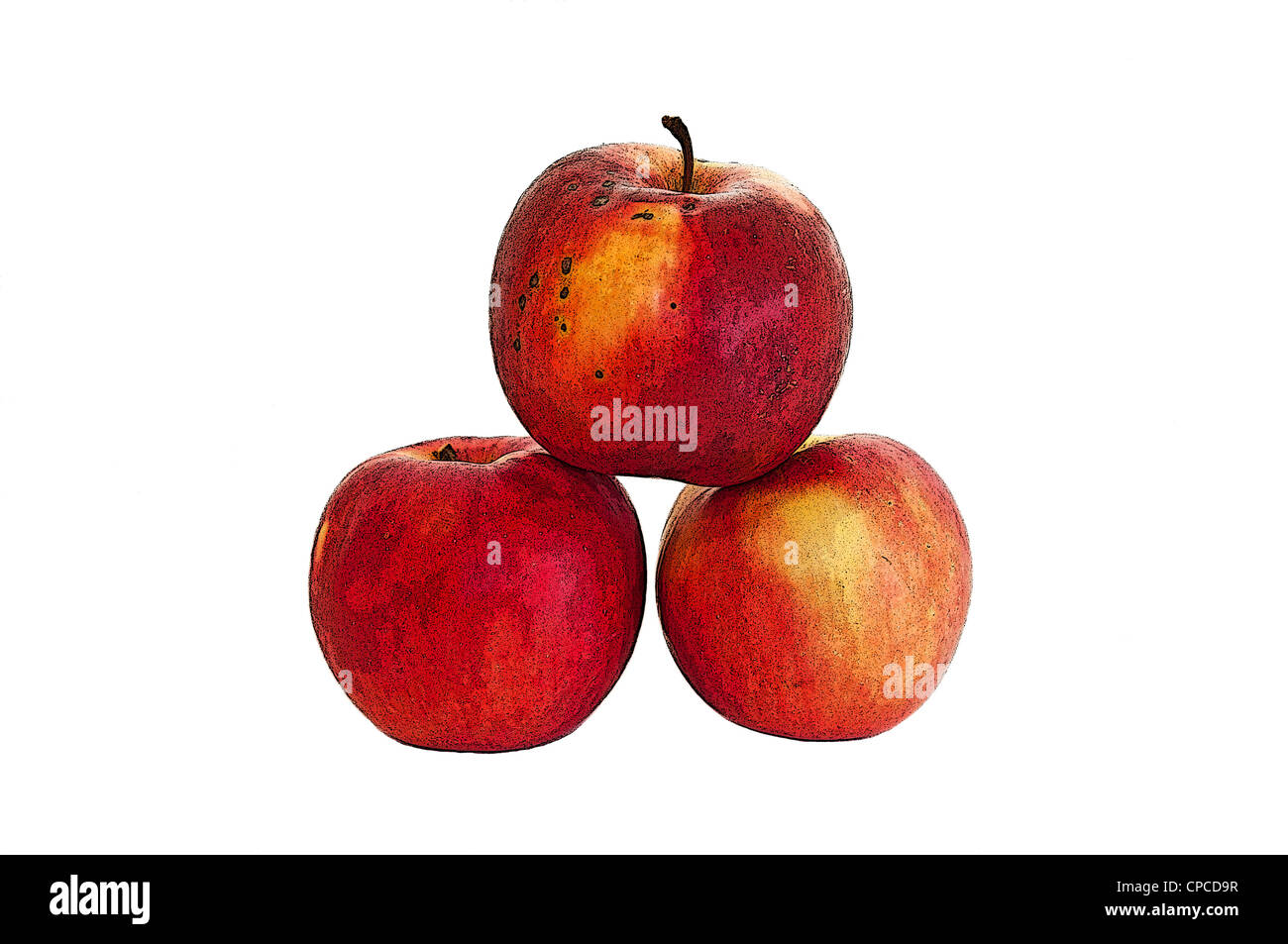 three red apples isolated on white background Stock Photo - Alamy