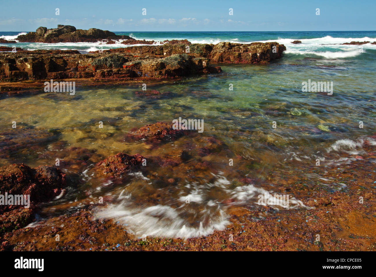 Rocky shoreline of Sheffield Beach, Kwazulu Natal, South Africa Stock ...
