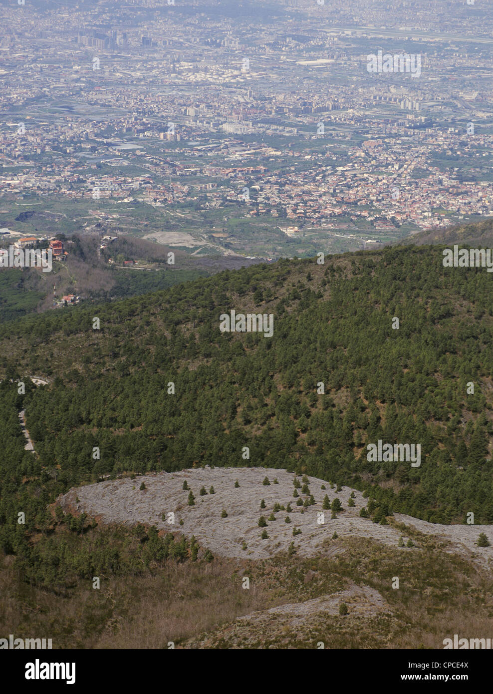 Italy Campania Mount Vesuvius 1944 Lava flow heading for Naples Stock ...