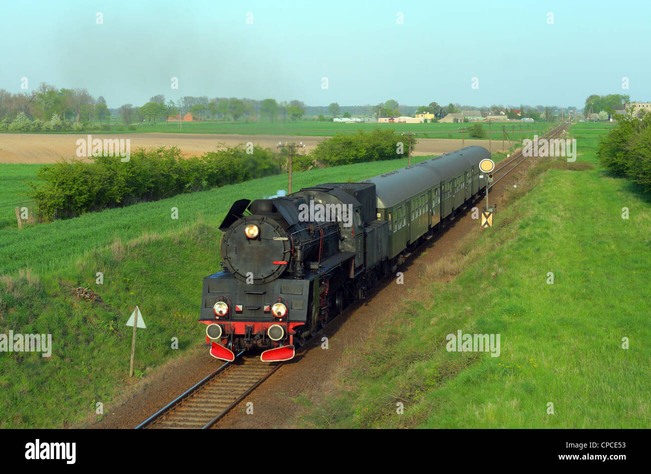 Steam retro train Stock Photo - Alamy