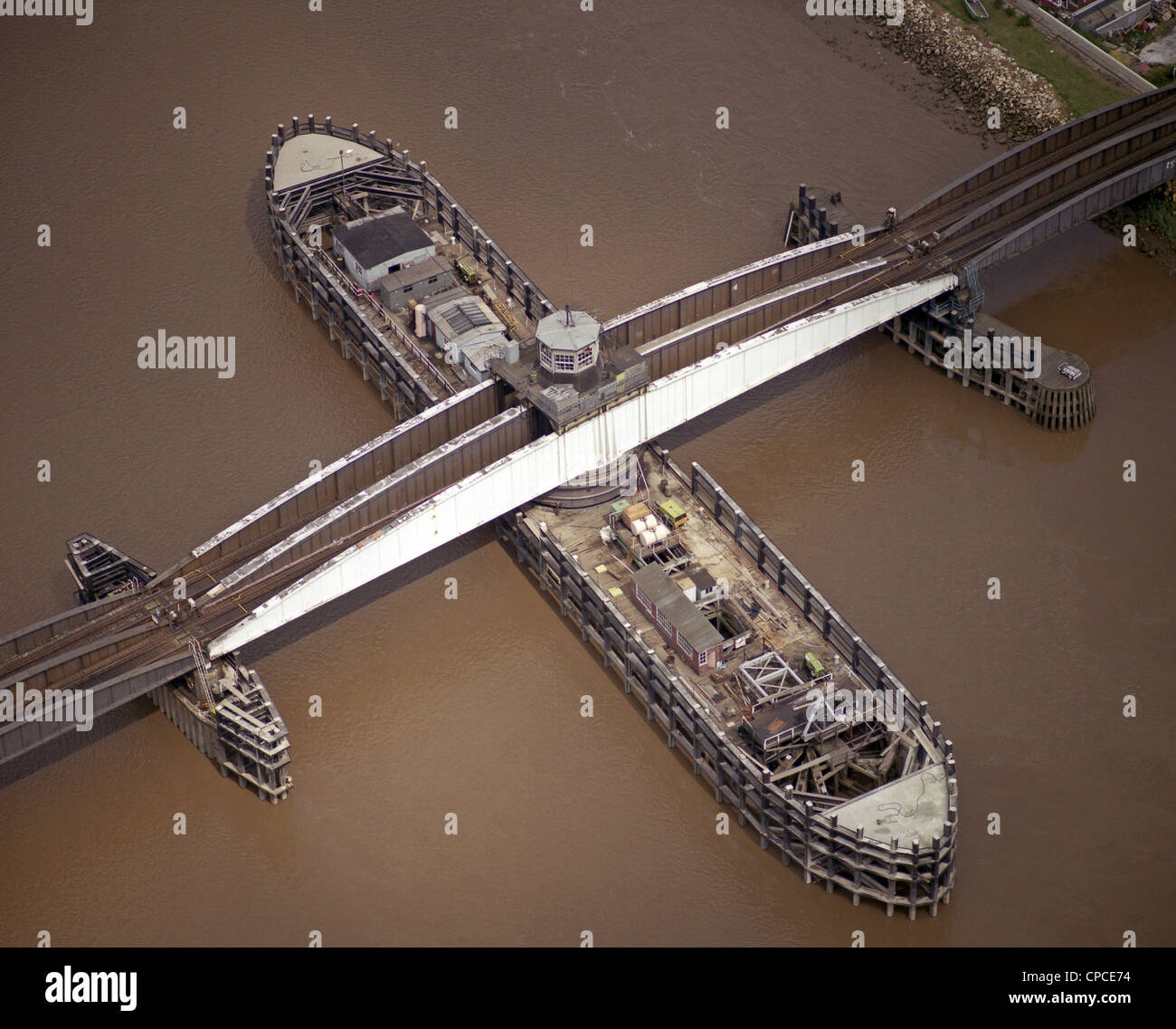 historic aerial view of Goole Railway Swing Bridge, also known as Hook ...