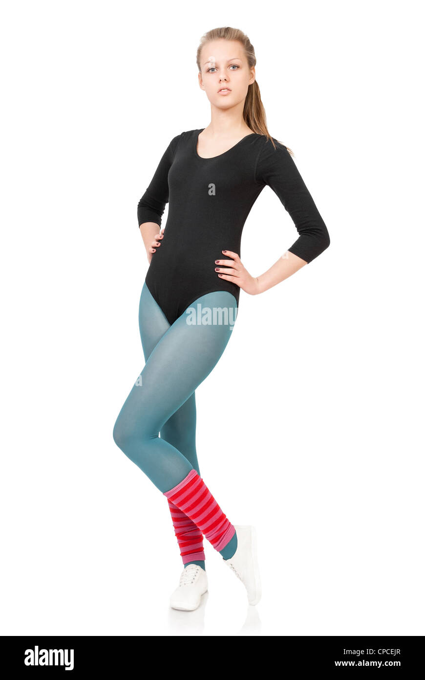 Caucasian female model isolated on white background in full body Stock ...