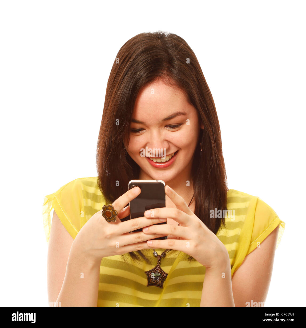 Filipino lady using mobile phone hi-res stock photography and images ...