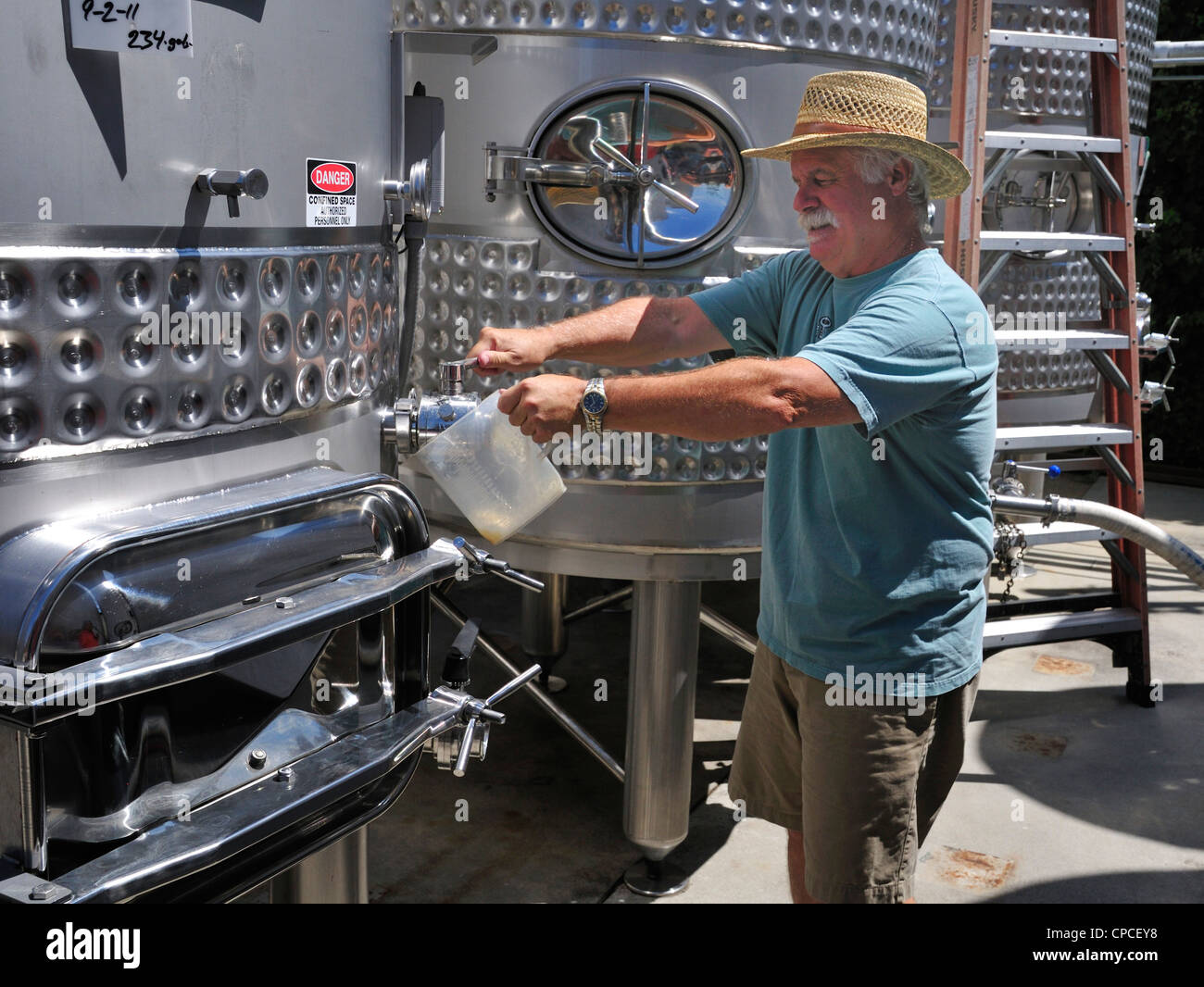 David Vergari, executive winemaker at Thornton Winery, checks the ...