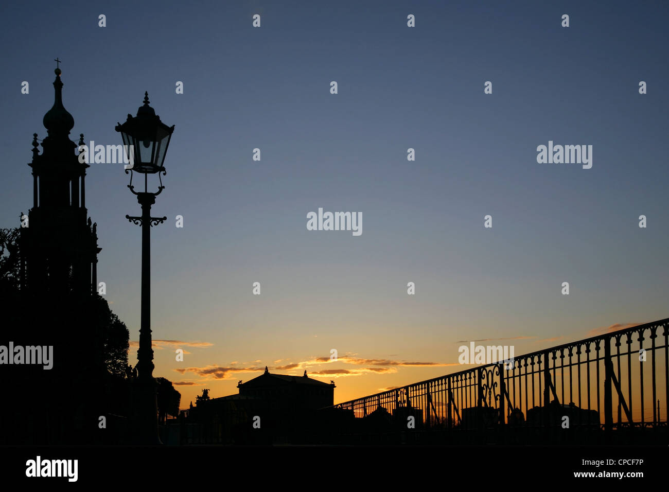 The Hofkirche and Semperoper from Bruhl Terrace, known as the Balcony ...