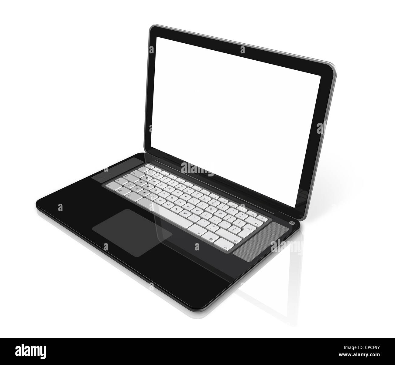 3D black laptop computer isolated on white with 2 clipping path : one ...