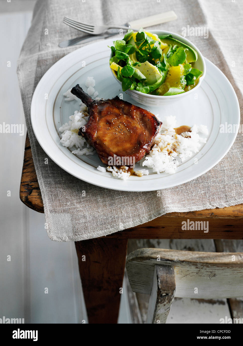 Pork chop plate hi-res stock photography and images - Alamy