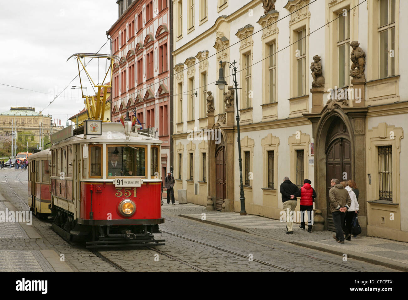 Vintage tourist tram in Prague, Czech Republic Stock Photo - Alamy