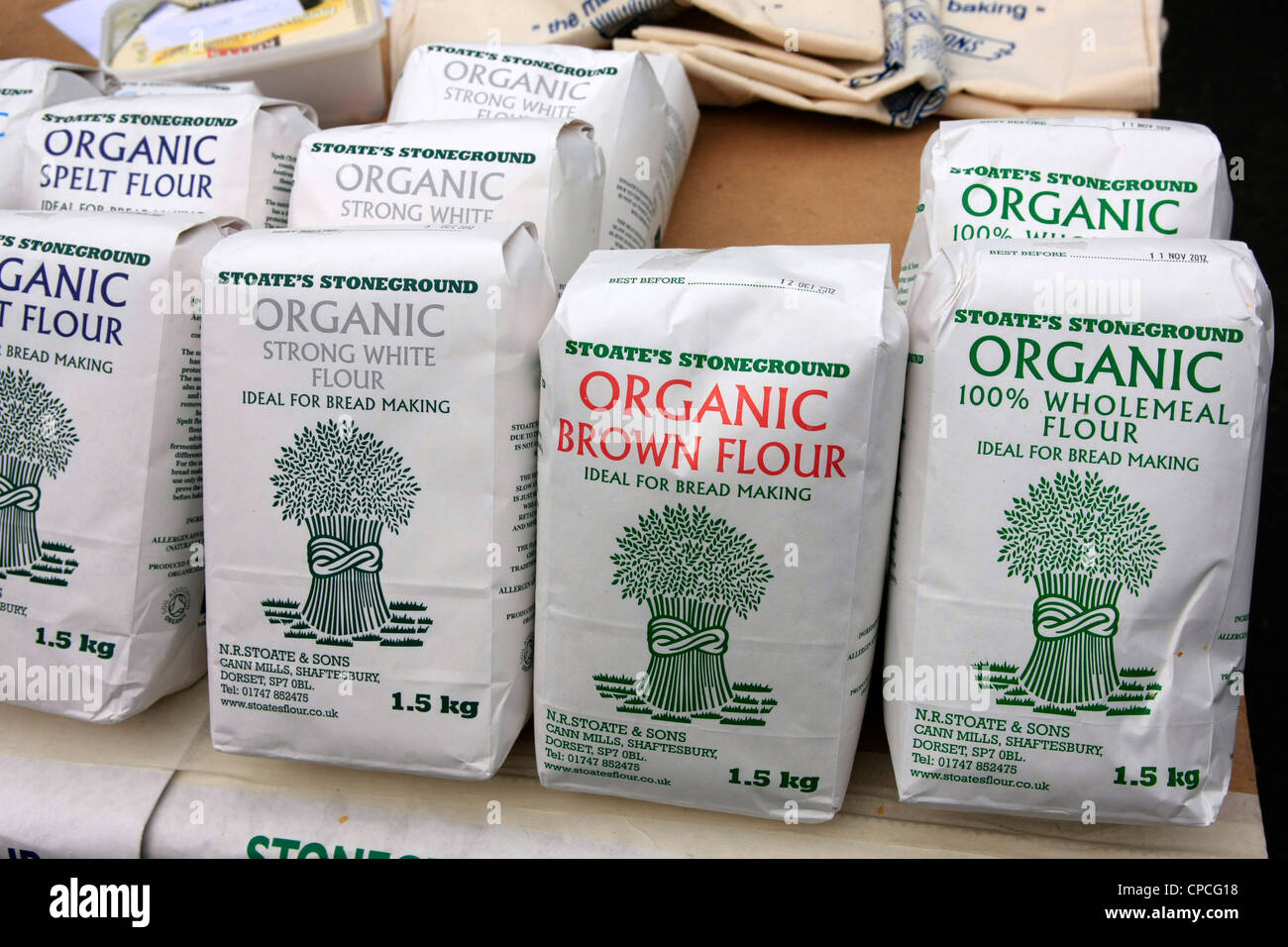 Local Organic flour on sale at the Shaftsbury food festival Stock Photo ...