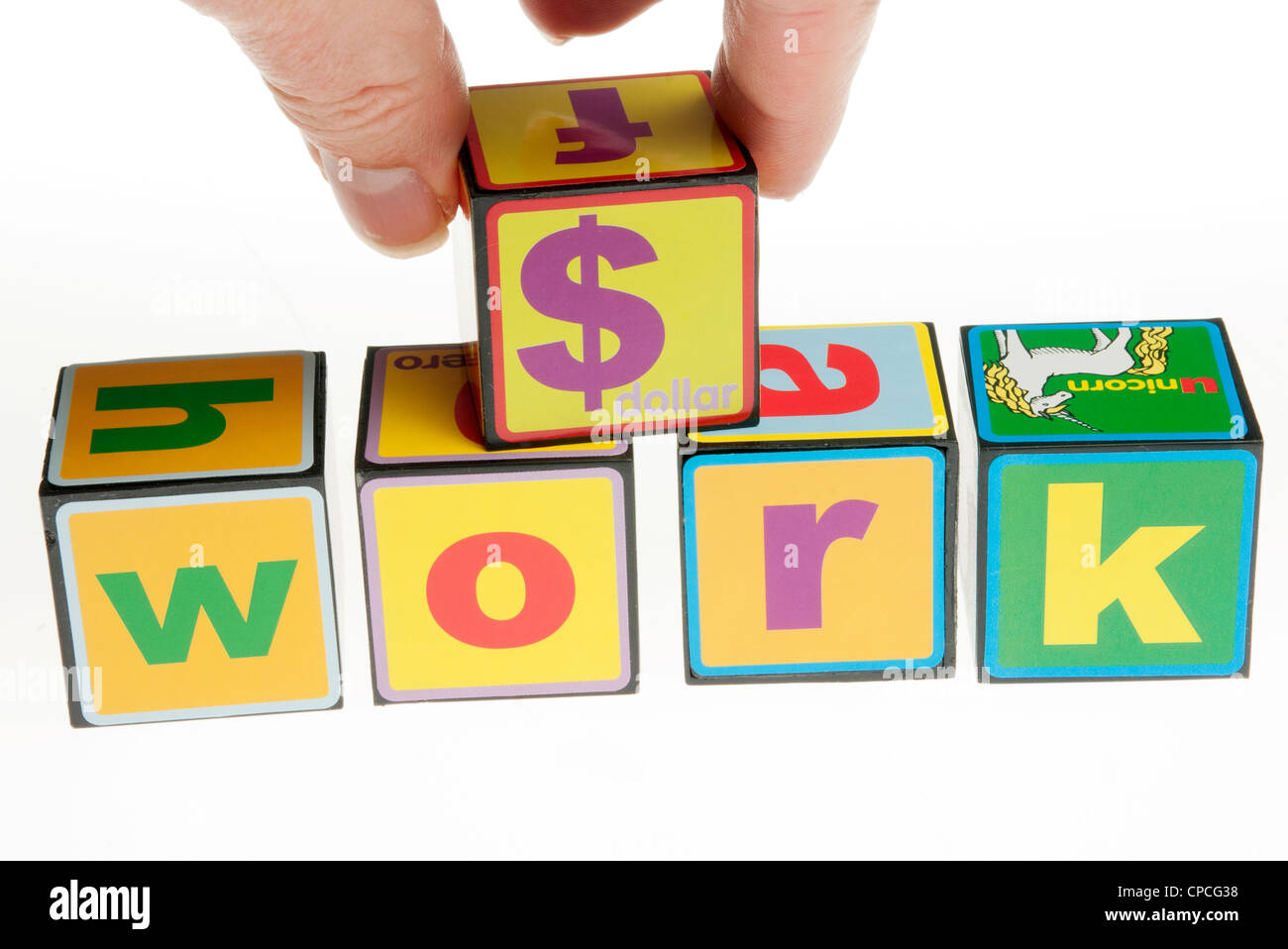 toy building blocks concept of money and work with the dollar Stock ...