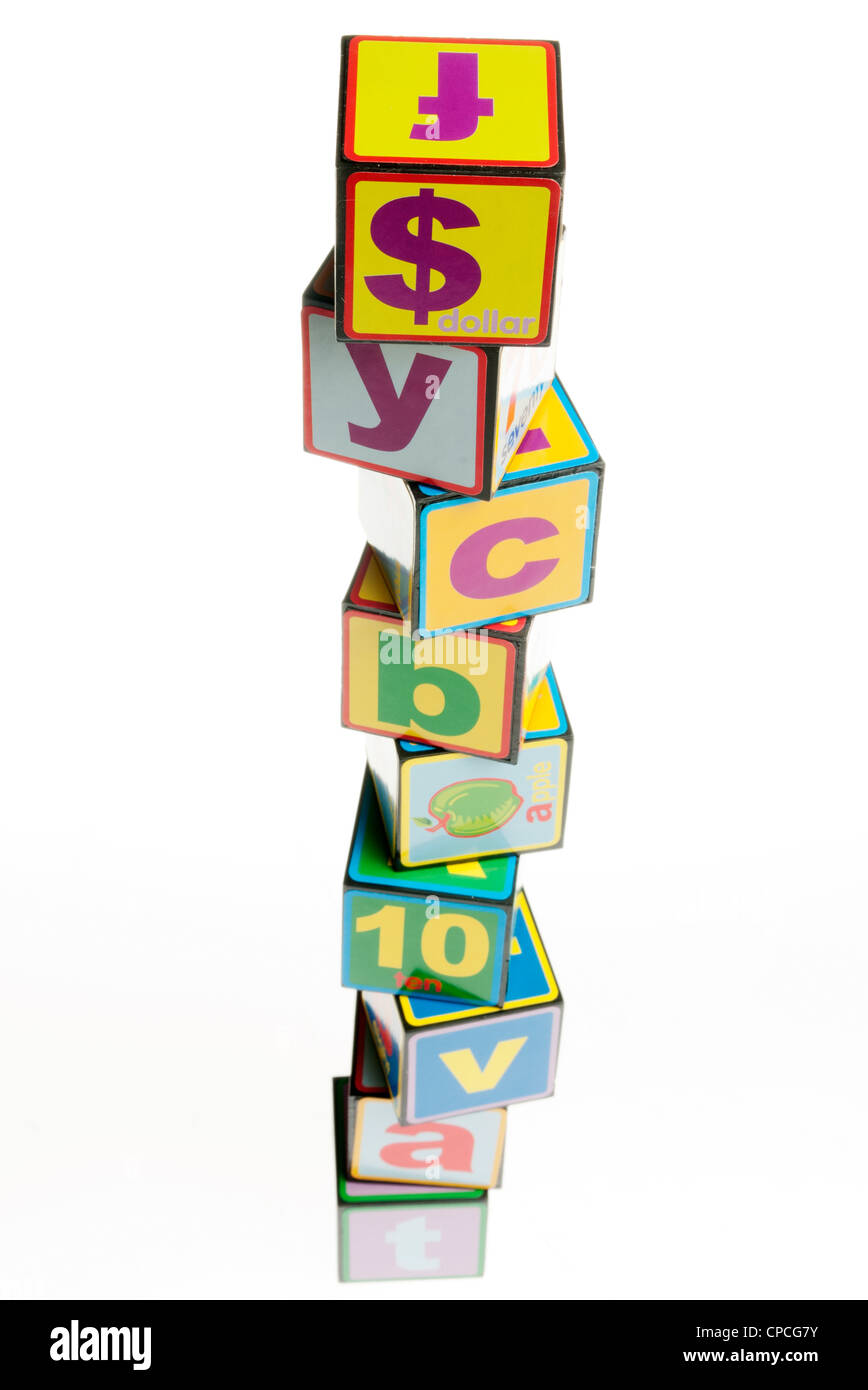 pile of toy building blocks money concept Stock Photo - Alamy