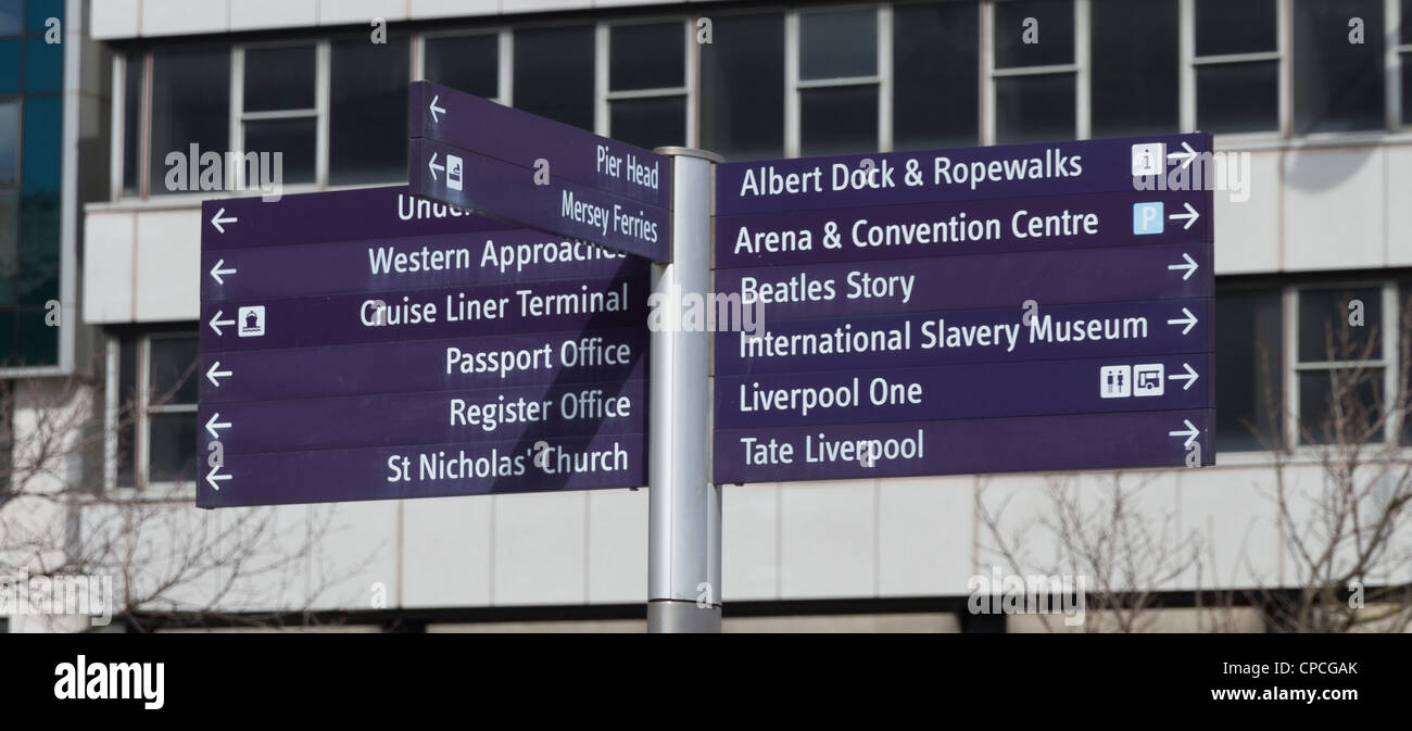 Tourist Attractions sign in Liverpool Stock Photo - Alamy