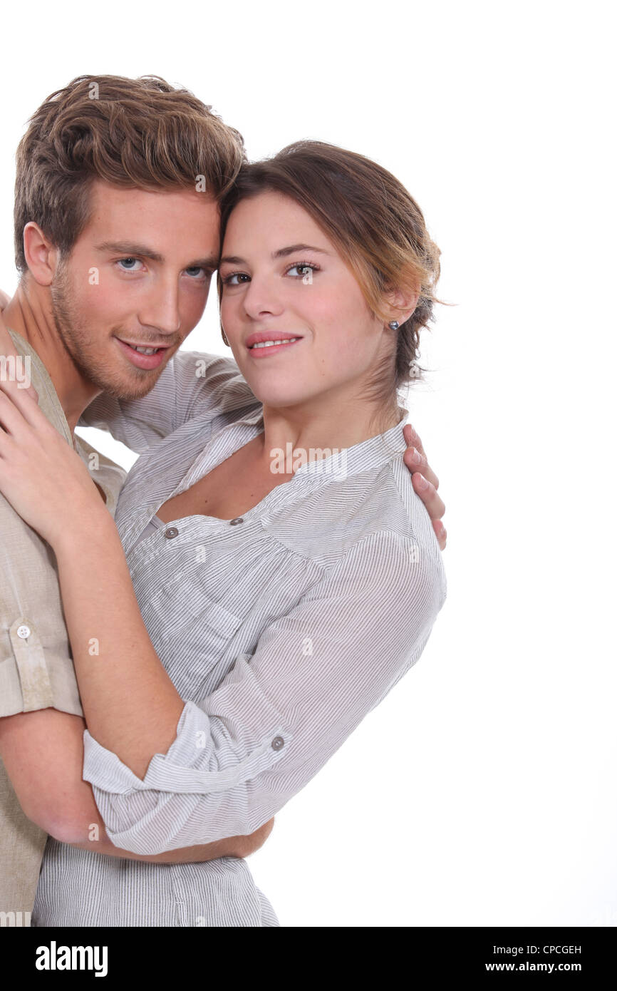 Landscape picture of couple embracing Stock Photo - Alamy