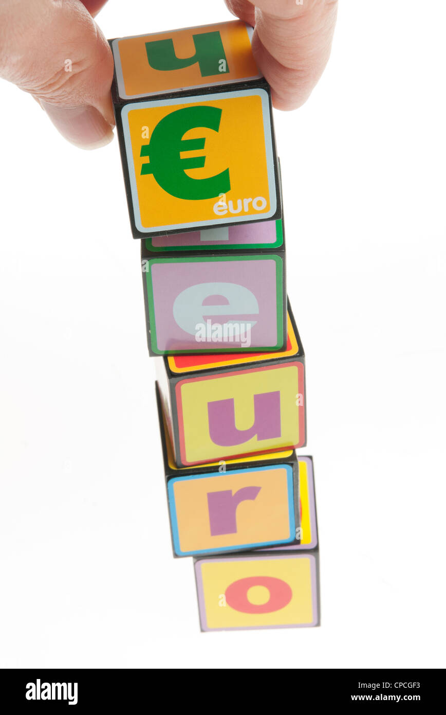 toy building blocks spelling euro, Euro crisis concept Stock Photo - Alamy