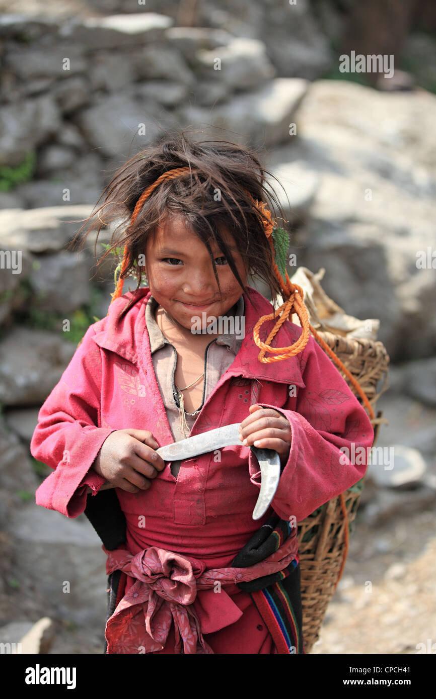 Nepali Tamang rural girl Stock Photo - Alamy