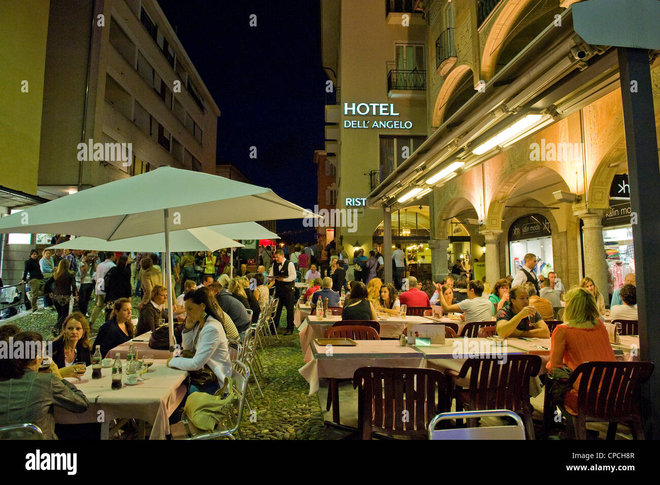 Switzerland, Canton Ticino, Locarno, Piazza Grande, traditional ...