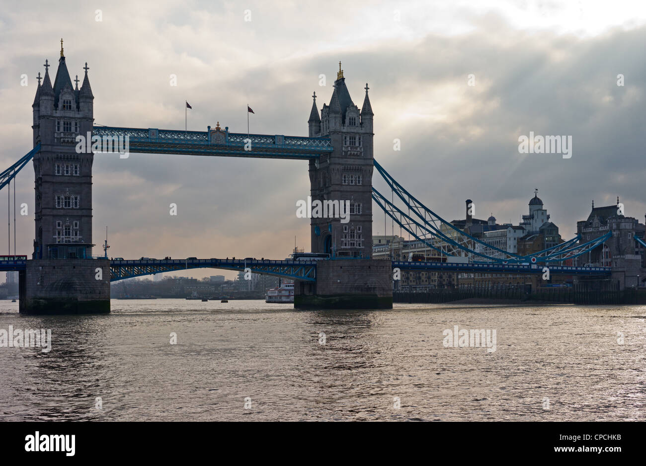 London seen from the Thames river, the Tower bridge Stock Photo - Alamy