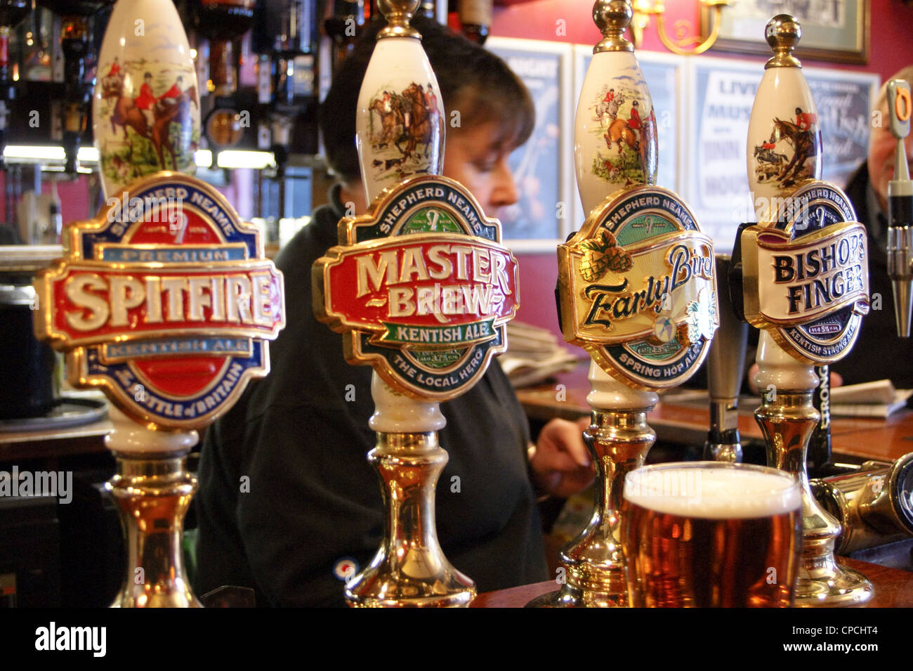 Shepherd Neame real ale handpumps and pump clip designs, Rochester ...