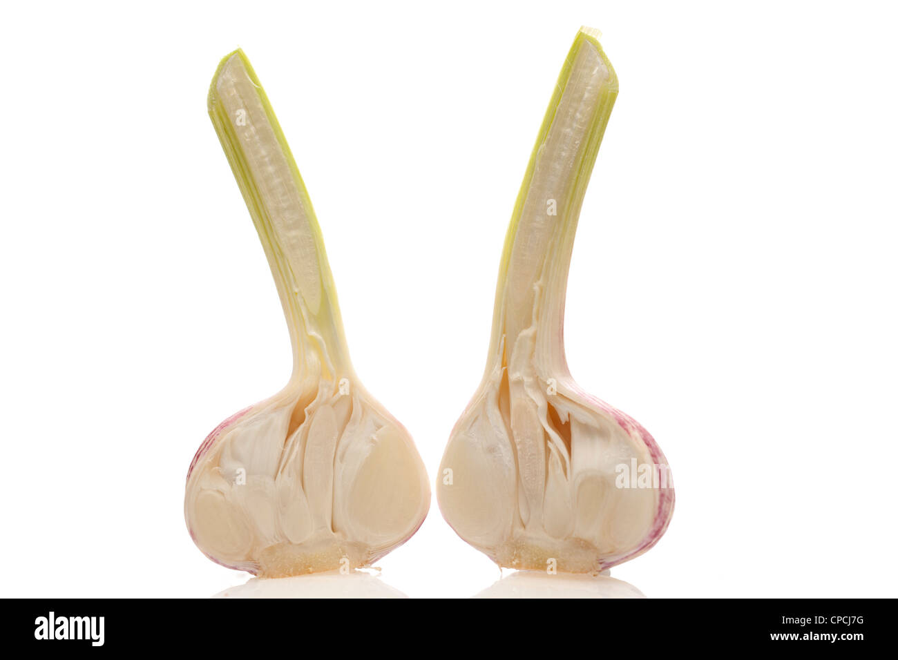 Sliced garlic bulb and stem Stock Photo - Alamy