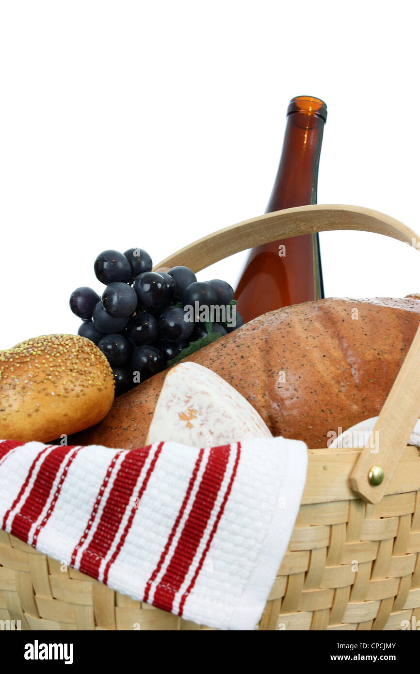 Picnic Basket filled with food that is ready to eat Stock Photo - Alamy
