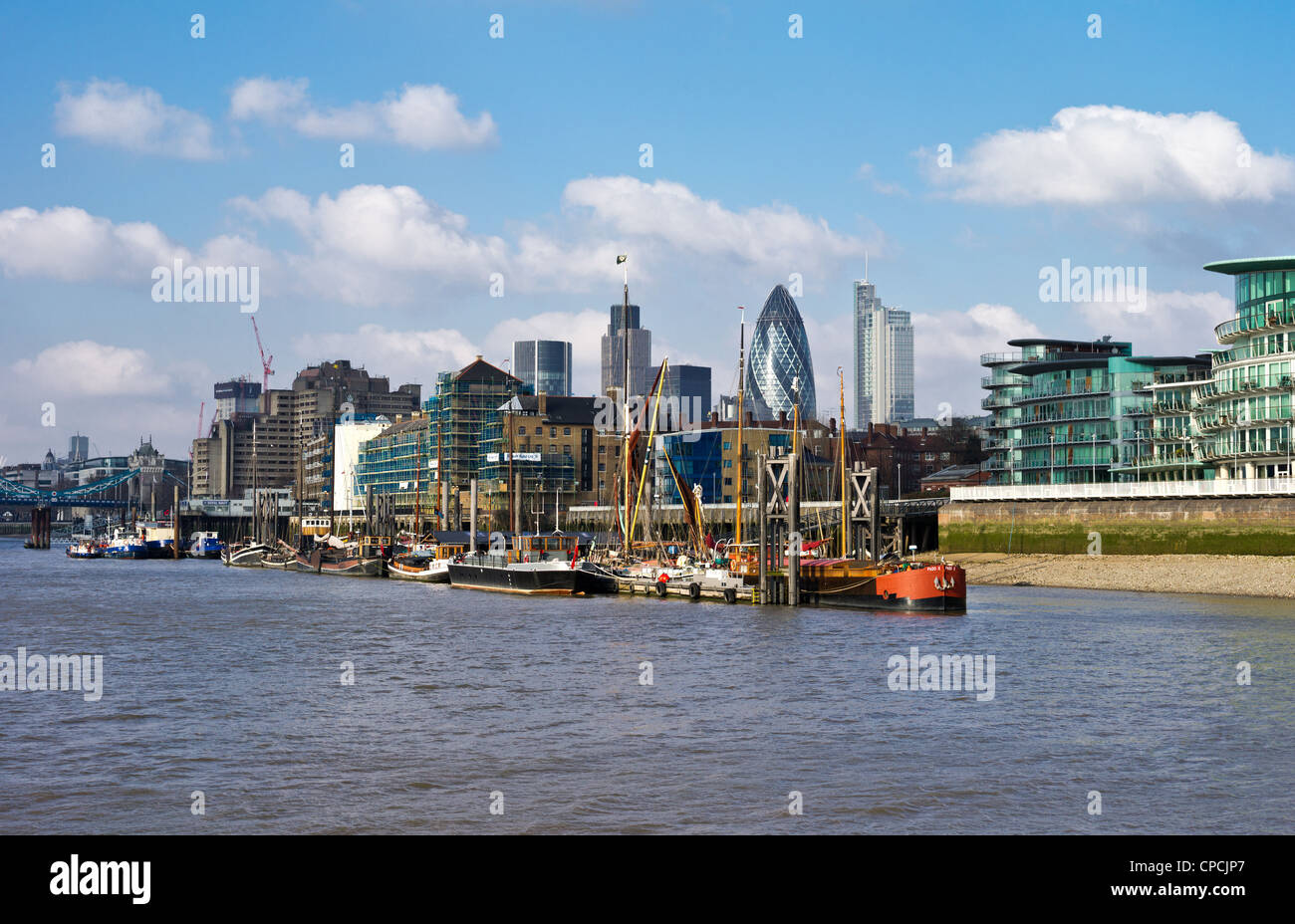 London seen from the Thames river, the Financial district Stock Photo ...
