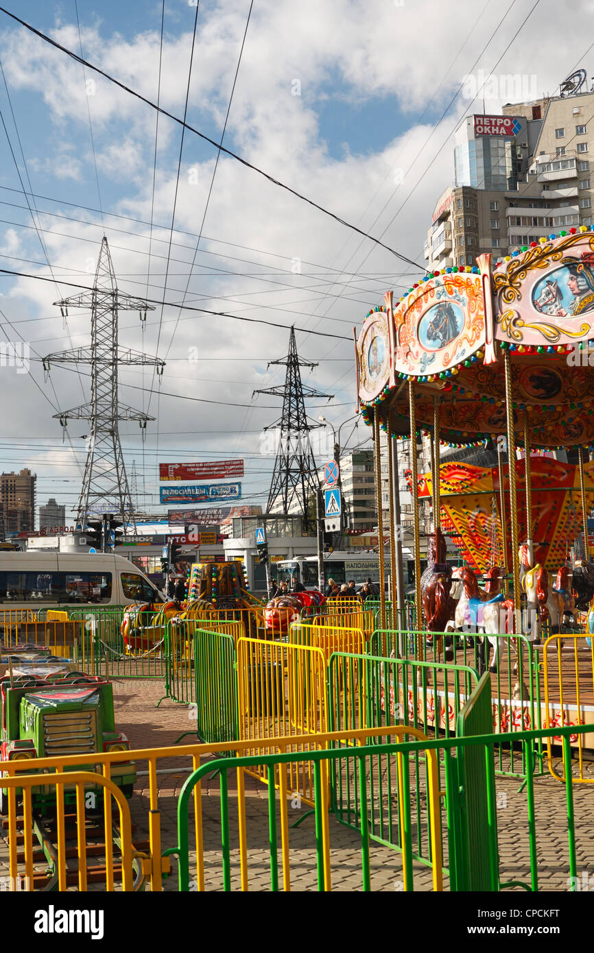 Urban roundabouts on the background of the power line Stock Photo - Alamy