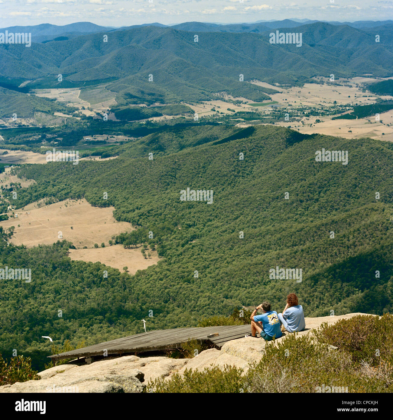 Young couple at hang gliding ramp on Mount Buffalo Australia Stock ...