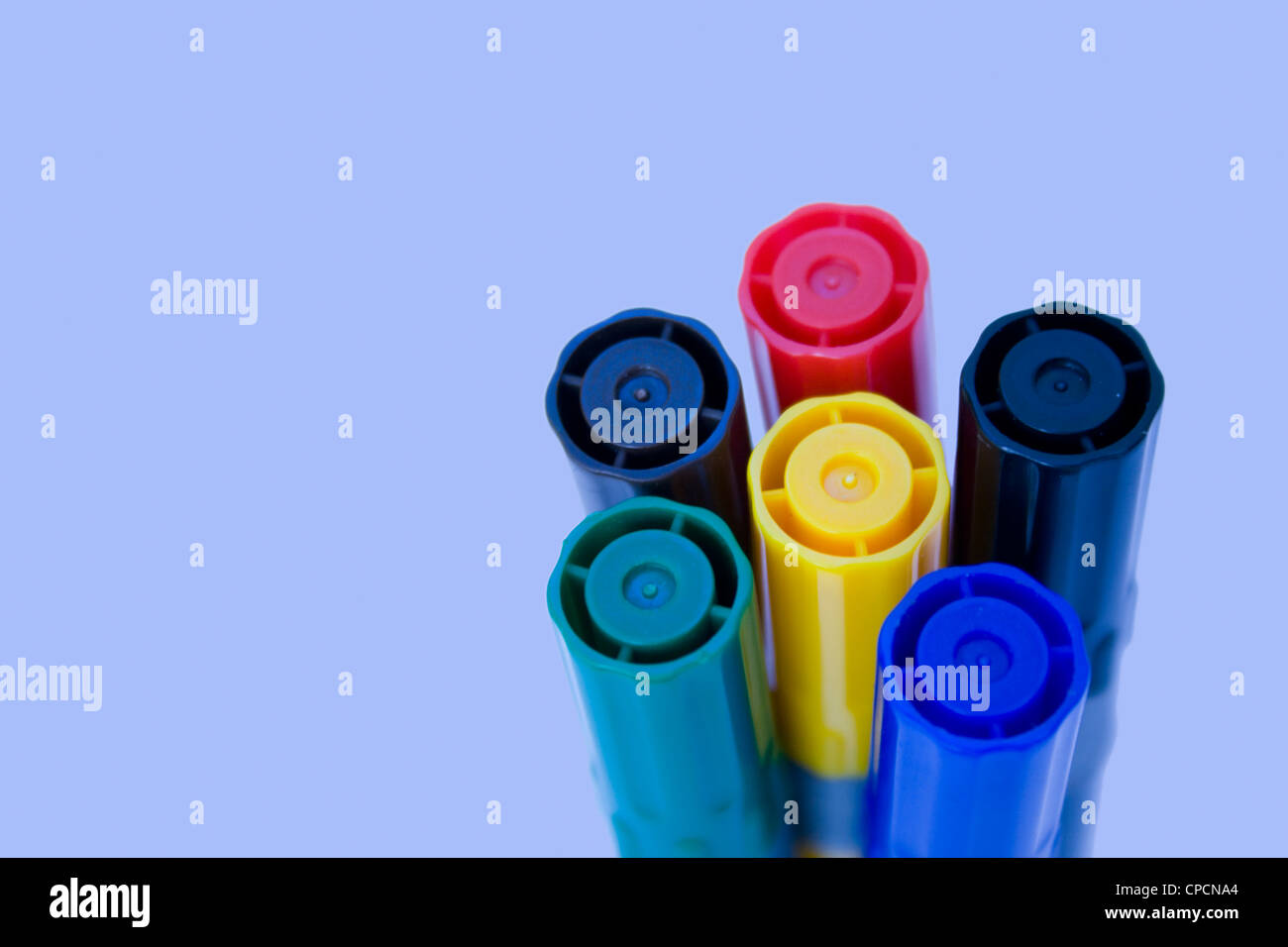 a perspective of color pens (focus on one color Stock Photo - Alamy