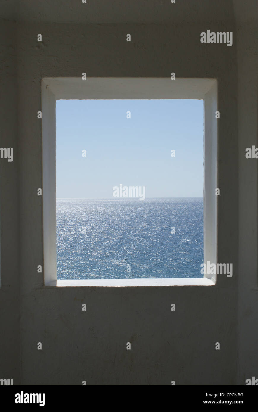 Looking through window out to sea Stock Photo - Alamy