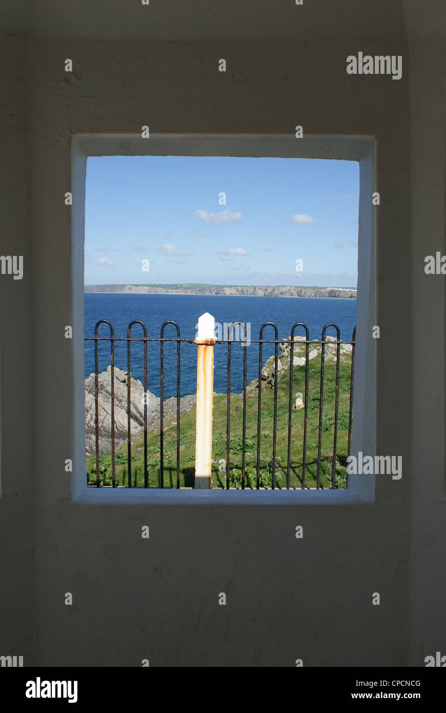 Looking through window out to sea Stock Photo - Alamy