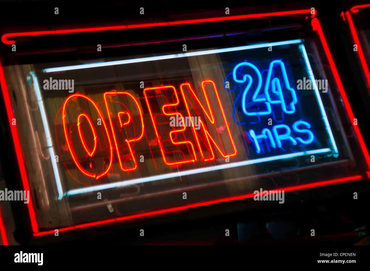 Open 24 hour neon sign hi-res stock photography and images - Alamy