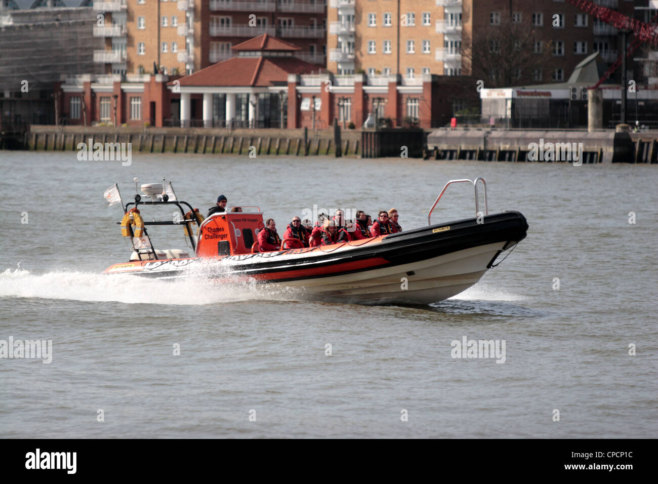 London RIB Voyages boat ride, River Thames, London, England, UK Stock ...