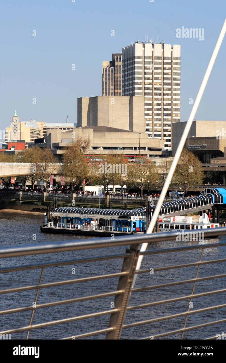 View of the Southbank with the ITV building, Hungerford Bridge, London ...