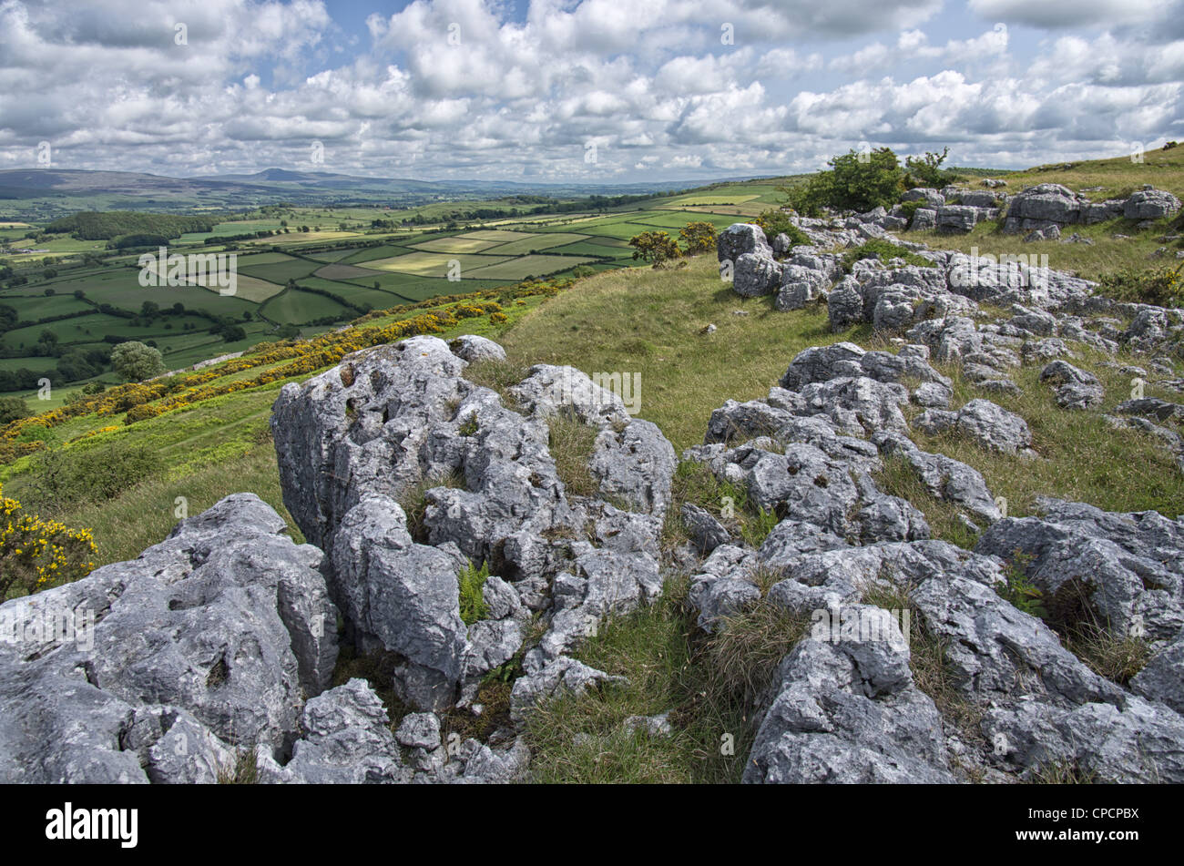Farleton Knott Cumbria looking east towards Barbon Fell Limestone ...