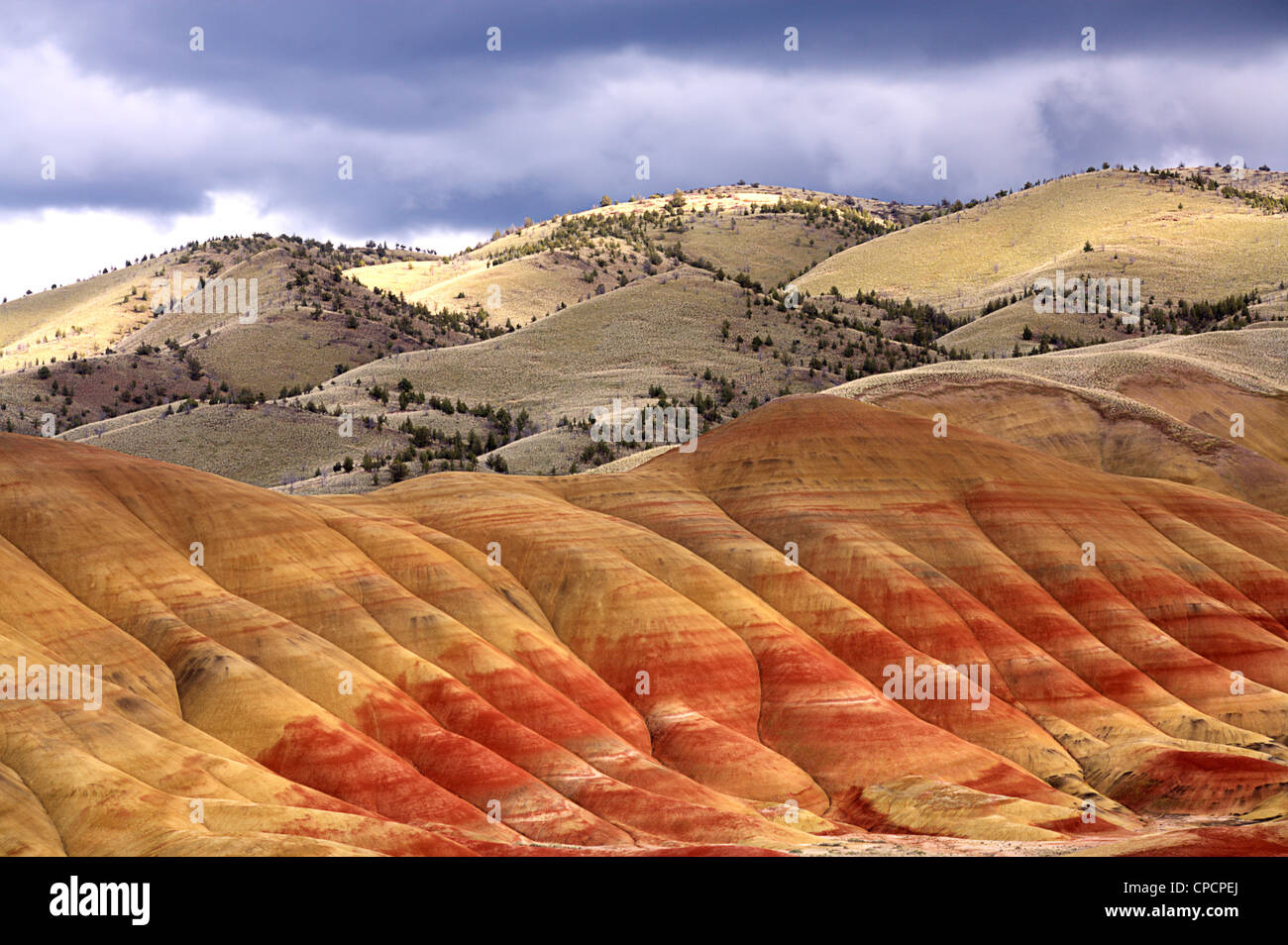Vibrant colors of the Painted Hills in north central Oregon Stock Photo ...