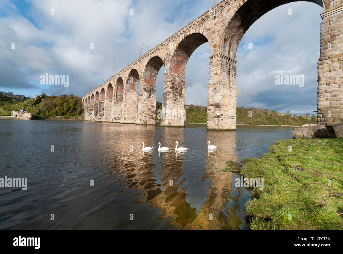 The Royal Border Bridge crossing the River Tweed at Berwick upon Tweed ...