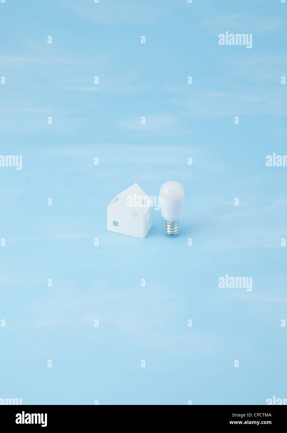 LED bulb and miniature house Stock Photo - Alamy