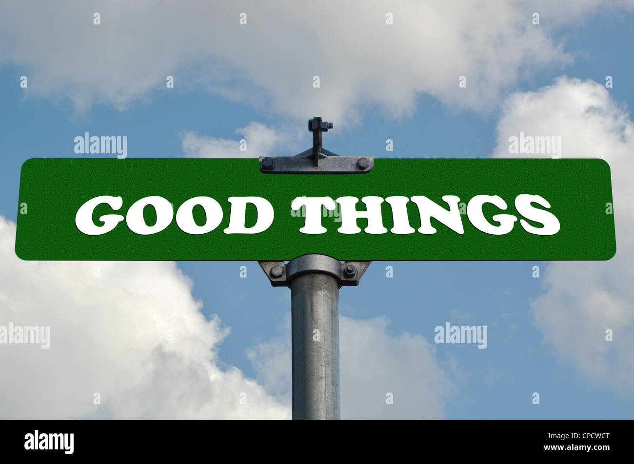 Good things road sign Stock Photo - Alamy