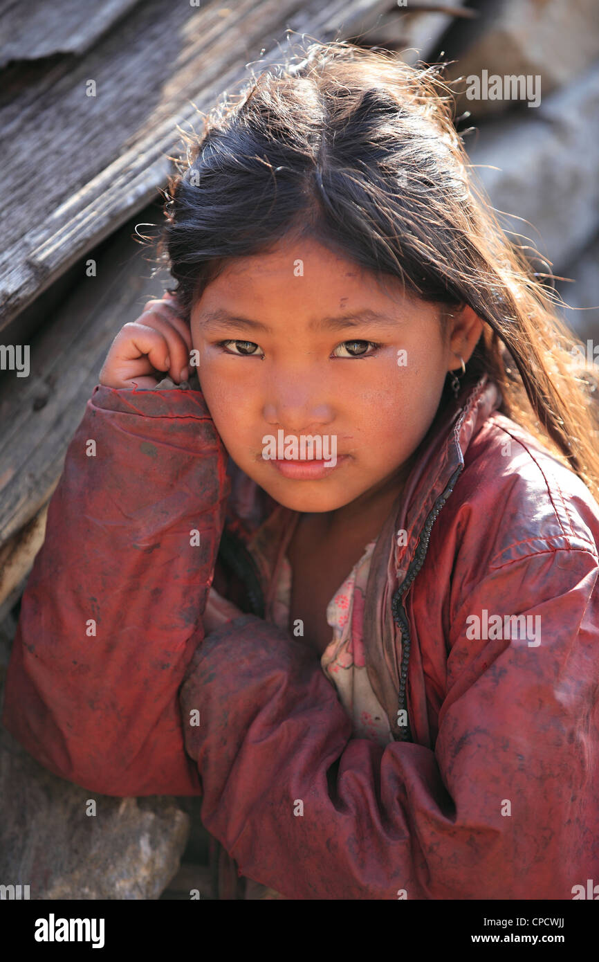 Nepali Tamang rural girl Stock Photo - Alamy