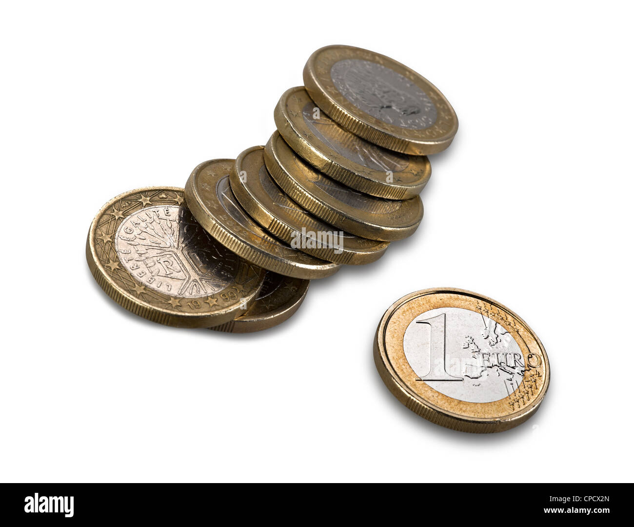 Euro Coin Isolated on White Background, clipping path Stock Photo - Alamy