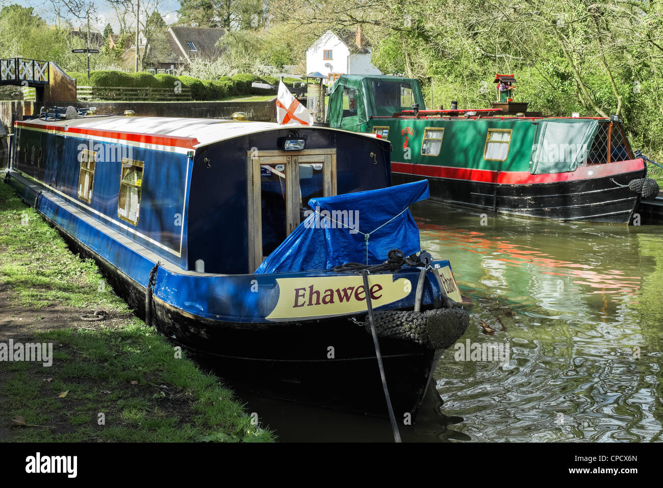 canal with barge Stock Photo - Alamy