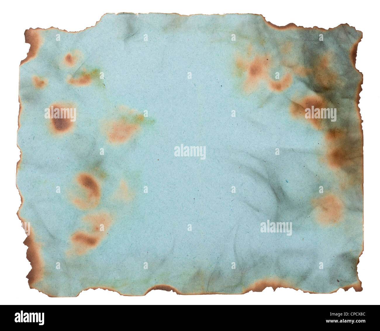 Burnt the fire of blue rough cardboard sheet isolated texture ...