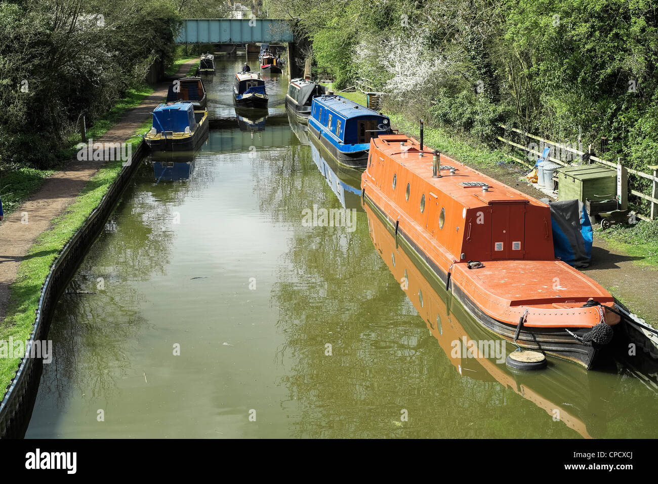 canal with barge Stock Photo - Alamy