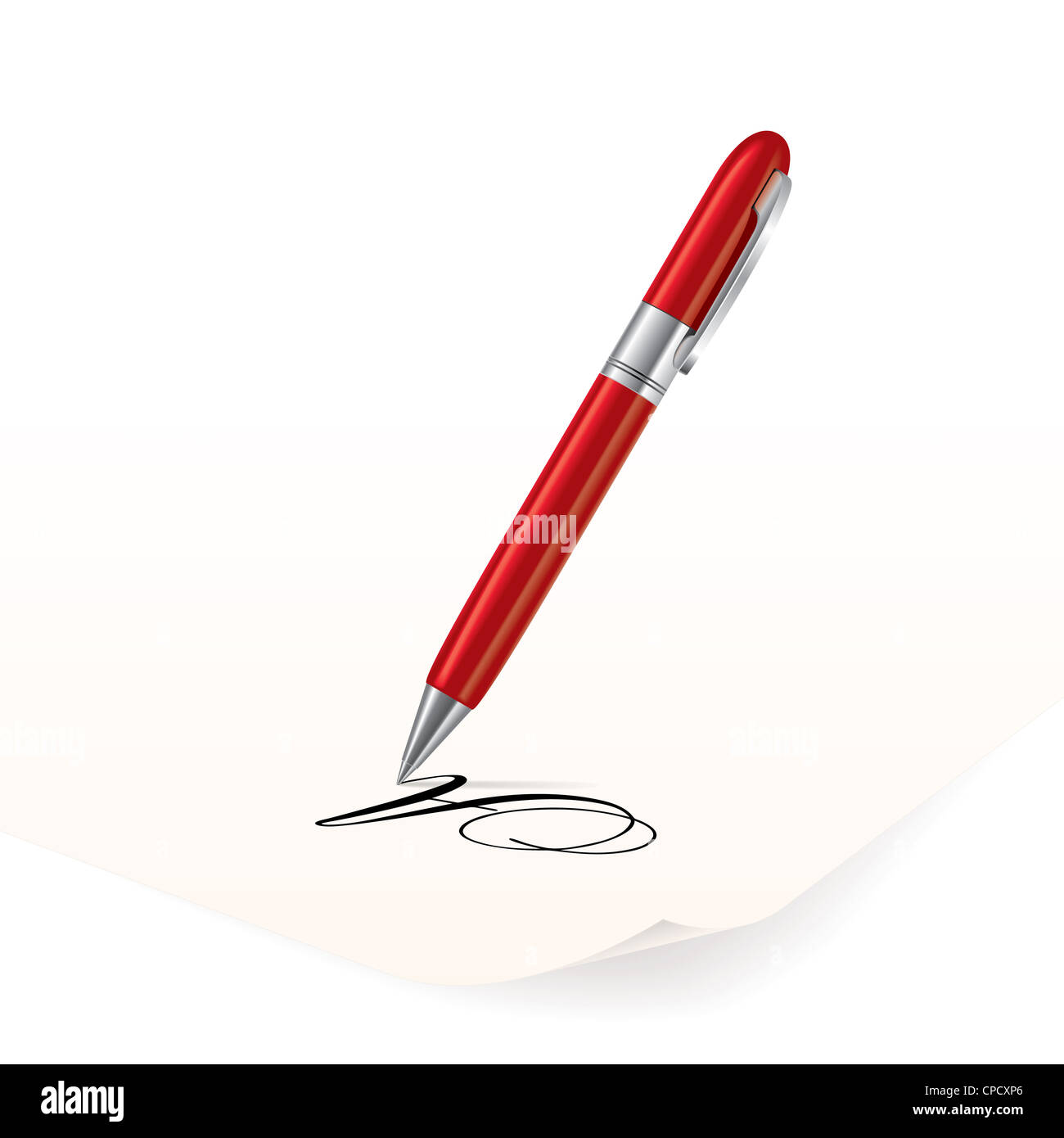 image of red pen writing on paper Stock Photo - Alamy