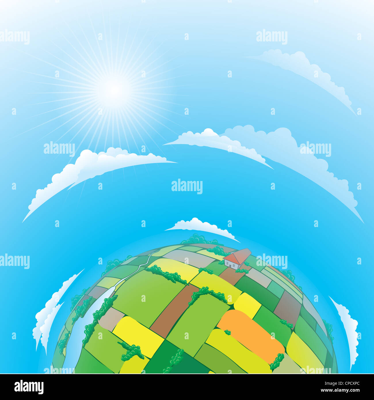 illustration of earth globe with agricultural fields Stock Photo - Alamy