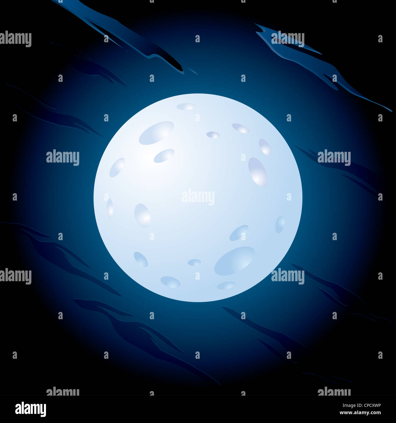 illustration of cartoon full moon at night Stock Photo - Alamy